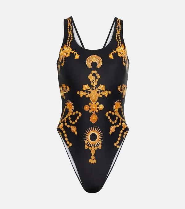 MARINE SERRE Printed Swimsuit - Black