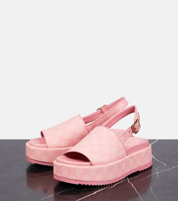 Gucci Angelina Gg Supreme Platform Sandals