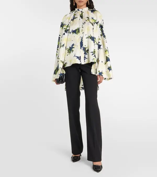 Oscar De La Renta Floral Blouse - White