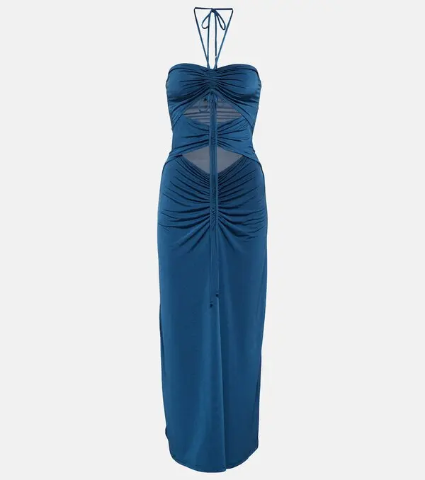 Jade Swim Kira Halterneck Cutout Midi Dress - Blue