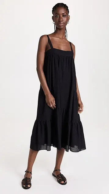 Jenni Kayne Seersucker Summer Dress In Black - 63% Off | Editorialist