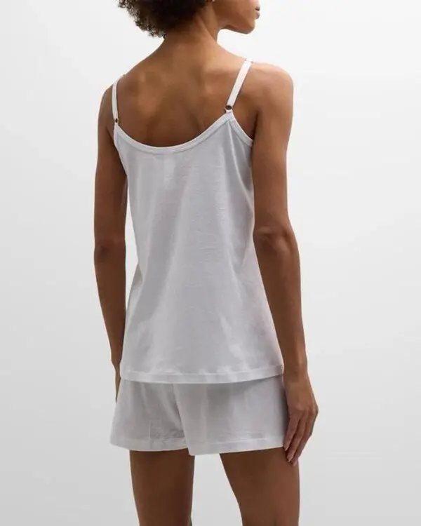 Hanro Julia Short Scoop-neck Pintuck Pajama Set - White