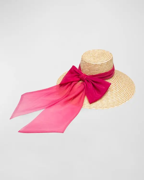 Eugenia Kim Mirabel Wide-Brim Straw Sun Hat With Bow Natural
