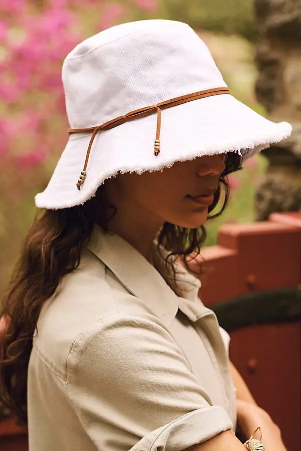 TERRAIN Fringed Cotton Bucket Hat - White