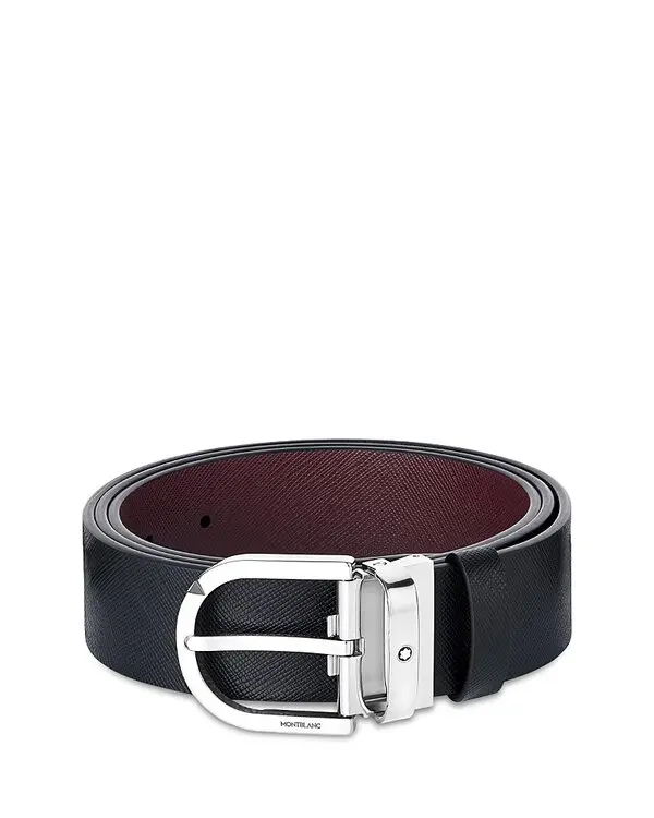 Montblanc Horseshoe Buckle Reversible Belt - Black/burgundy