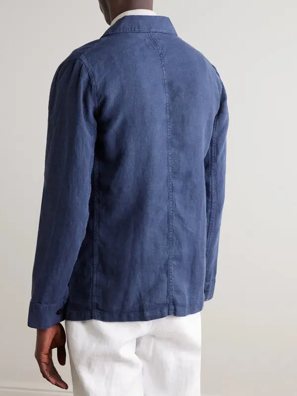Portuguese Flannel Labura Slim-fit Linen Jacket - Blue
