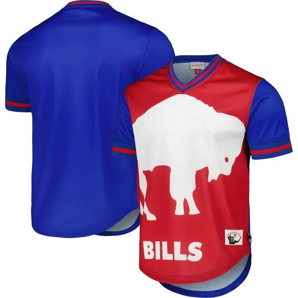 Mitchell & Ness Buffalo Bills Jumbotron 3.0 Mesh V-neck T-shirt - Royal