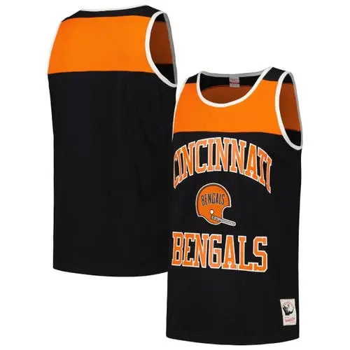 Mitchell & Ness Orange Cincinnati Bengals Heritage Colorblock Tank Top