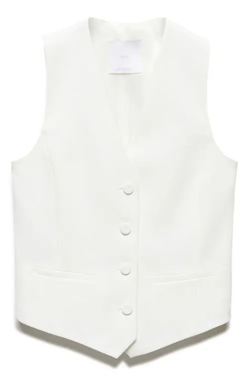 Mango V-neck Waistcoat - Off White