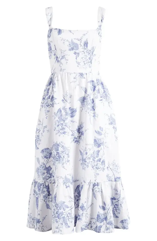 Reformation Bucatini Floral Print Linen Midi Dress In Lupine - 63% Off |  Editorialist