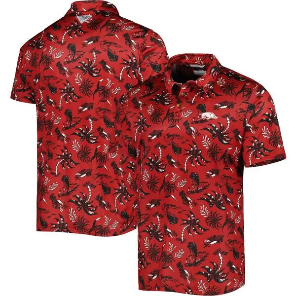 Columbia Arkansas Razorbacks Super Terminal Tackle Omni-shade Polo