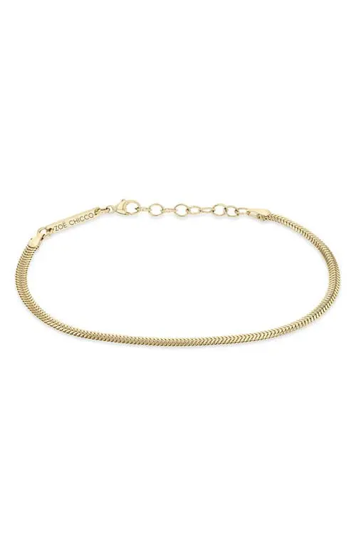 Zoe Chicco 14k Gold Flat Snake Chain Bracelet - 14k Yelow Gold