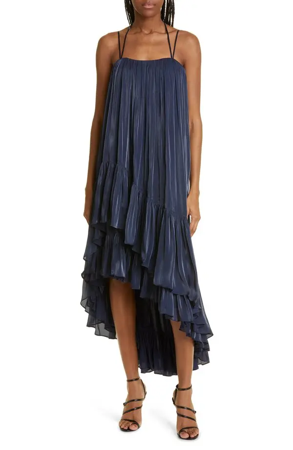 Cinq  Sept Soliel Ruffle Trapeze Dress In Navy - 60% Off | Editorialist