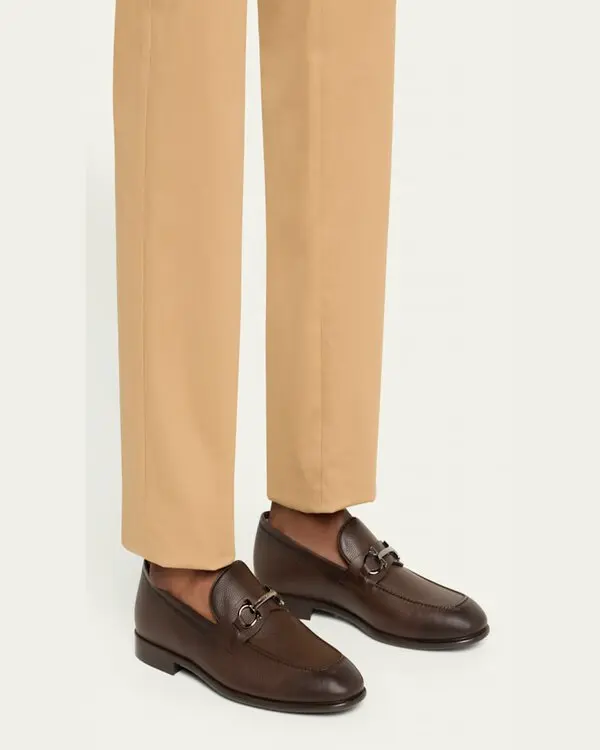 FERRAGAMO Foster Gancini Bit Loafers - Brown