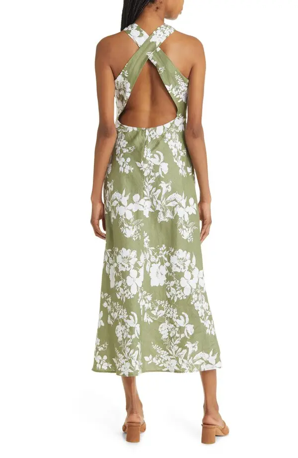 Reformation Casette Floral Print Linen Maxi Dress In Willow - 40% Off |  Editorialist