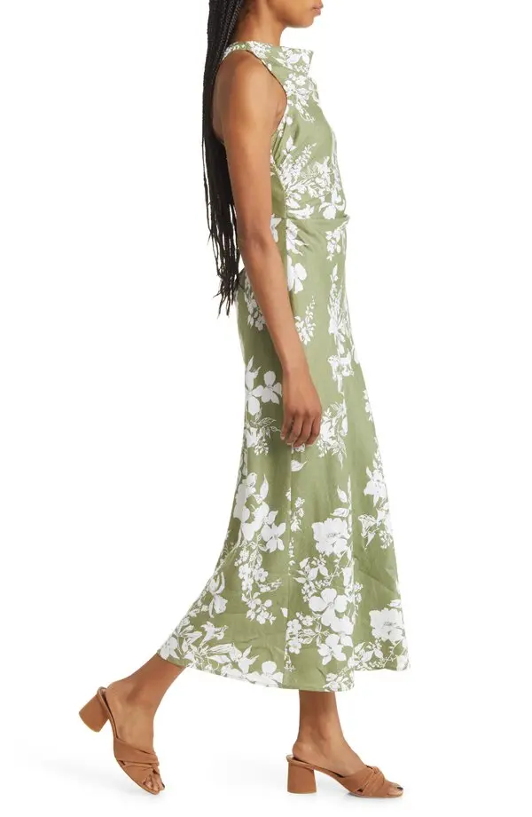 Reformation Casette Floral Print Linen Maxi Dress In Willow - 40% Off |  Editorialist