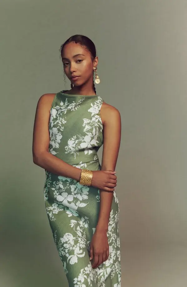 Reformation Casette Floral Print Linen Maxi Dress In Willow - 40% Off |  Editorialist