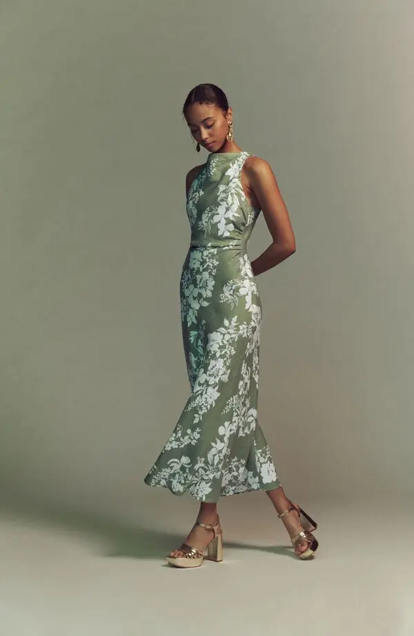Reformation Casette Floral Print Linen Maxi Dress In Willow - 40% Off |  Editorialist
