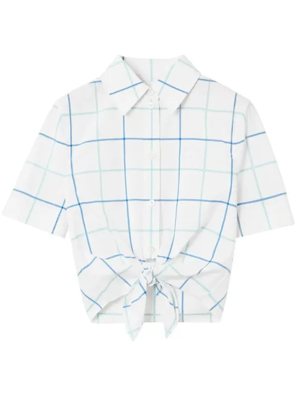 Burberry Checked Cropped Shirt - White