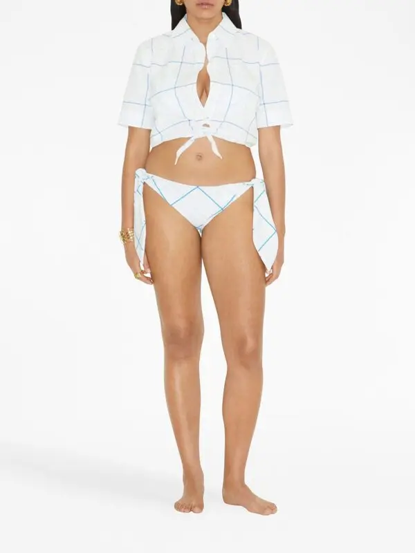 Burberry Checked Cropped Shirt - White