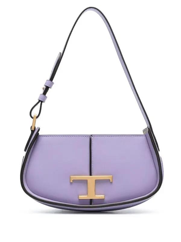 TOD'S Logo-plaque Leather Shoulder Bag - Purple