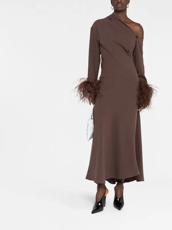 16Arlington Adelaide Feather-trim Midi Dress