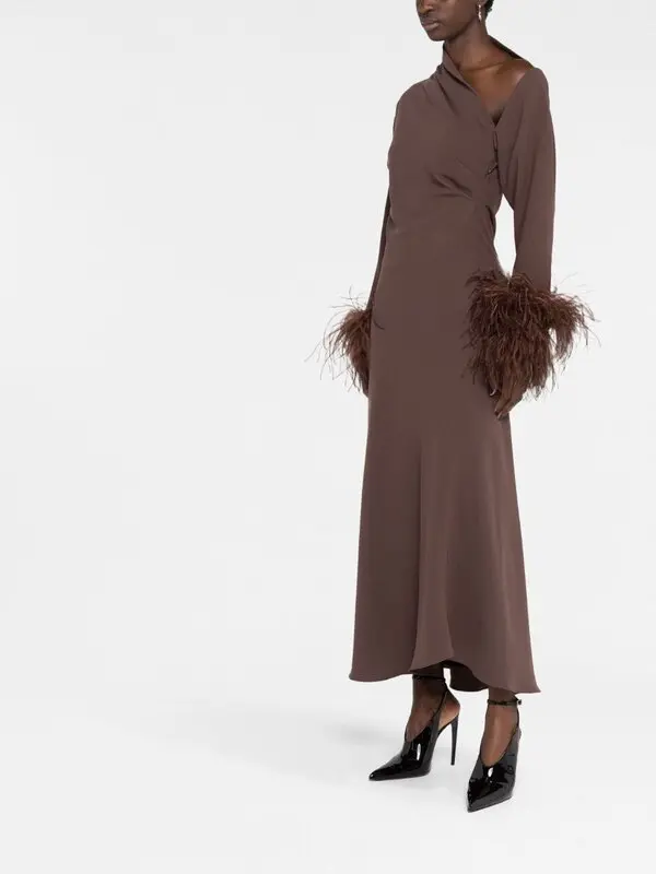 16Arlington Adelaide Feather-trim Midi Dress