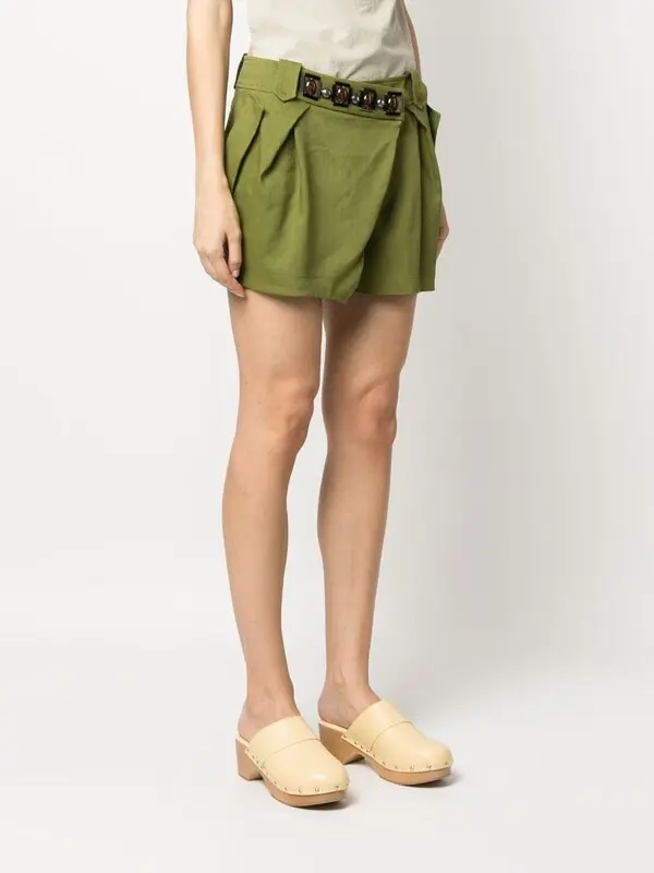 Alberta Ferretti Stone-detailing Low-rise Mini Shorts
