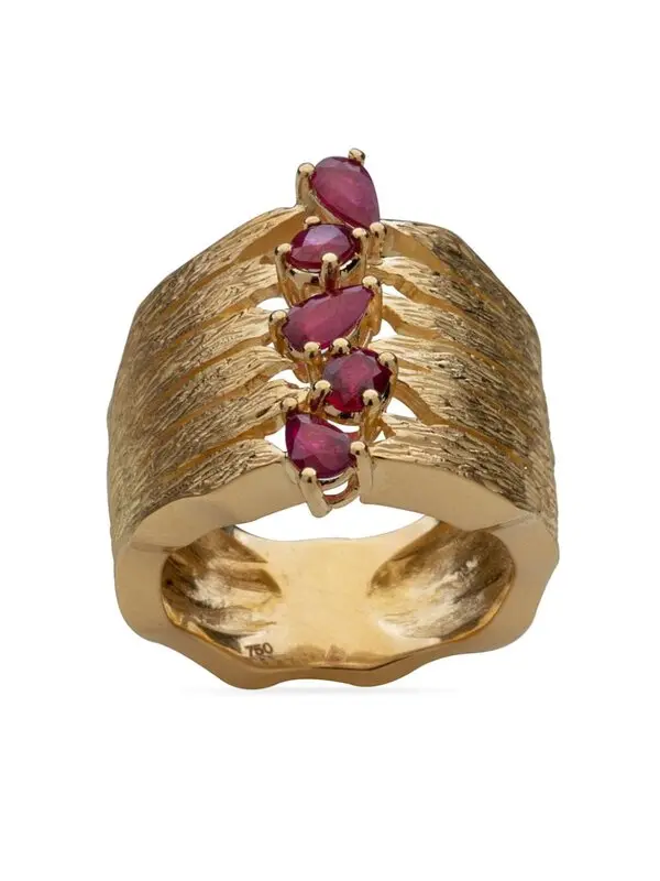 GAELLE KHOURI 18kt Yellow Cô;te À Cô;te Ruby Ring