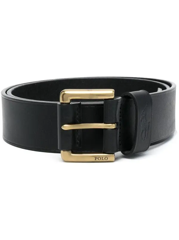 Polo Ralph Lauren Embossed-logo Leather Belt - Black