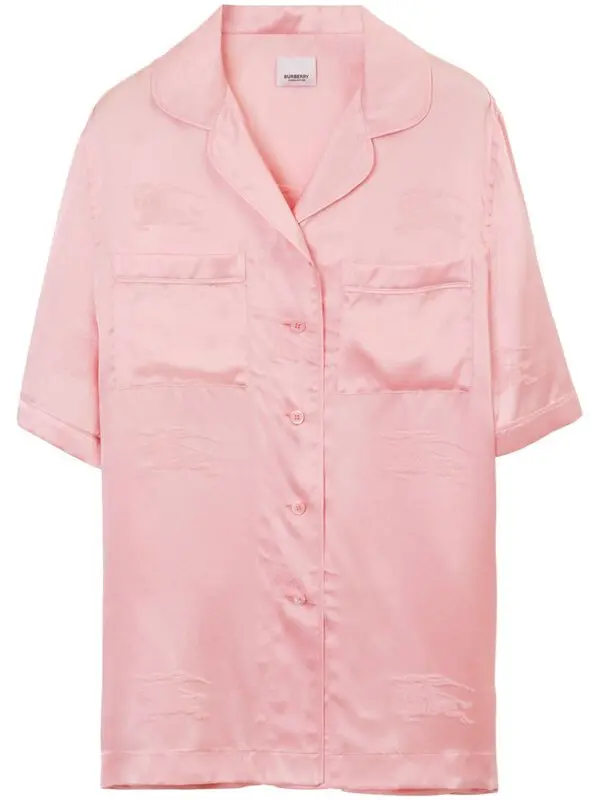 Burberry Ekd Jacquard Silk Pyjama Shirt - Pink