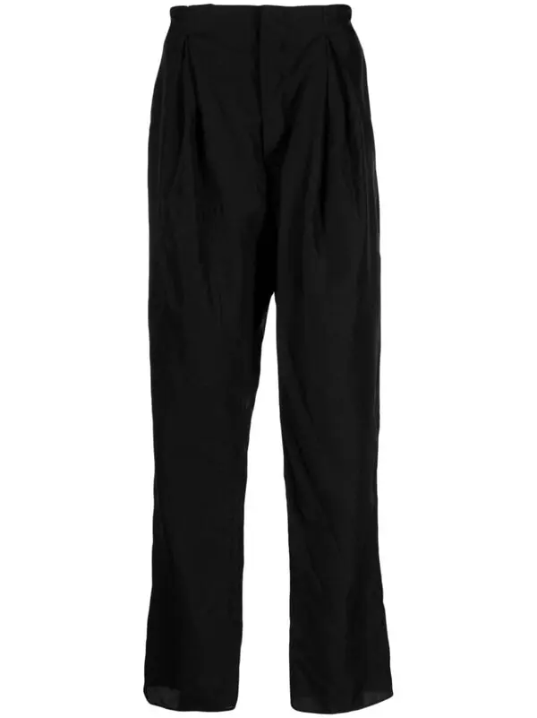 SAPIO Pleat-detail Straight-leg Trousers - Black