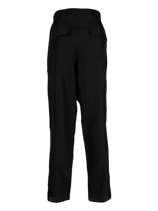 SAPIO Pleat-detail Straight-leg Trousers - Black