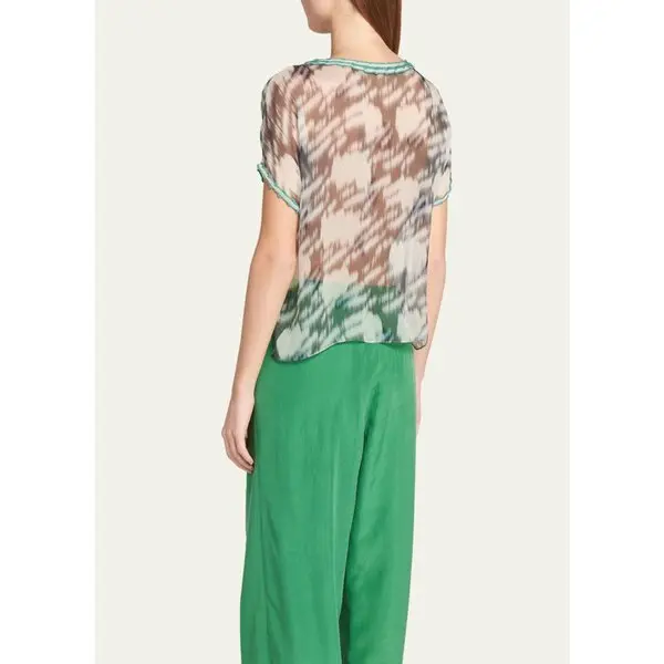Giorgio Armani Abstract Leopard Print Sheer Blouse