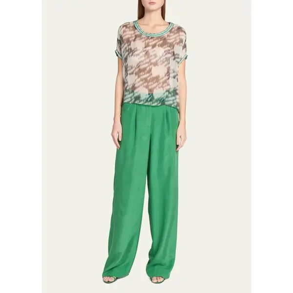 Giorgio Armani Abstract Leopard Print Sheer Blouse