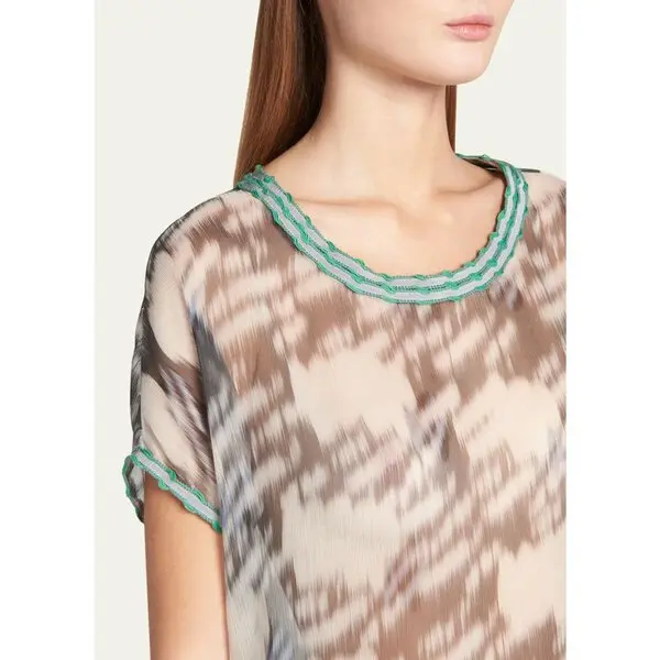 Giorgio Armani Abstract Leopard Print Sheer Blouse