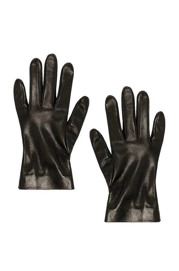 Saint Laurent Leather Gloves - Black