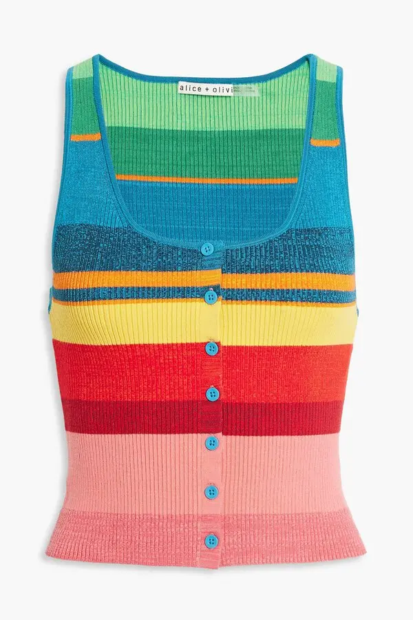 Alice + Olivia Alice Olivia Daryn Striped Ribbedknit Tank