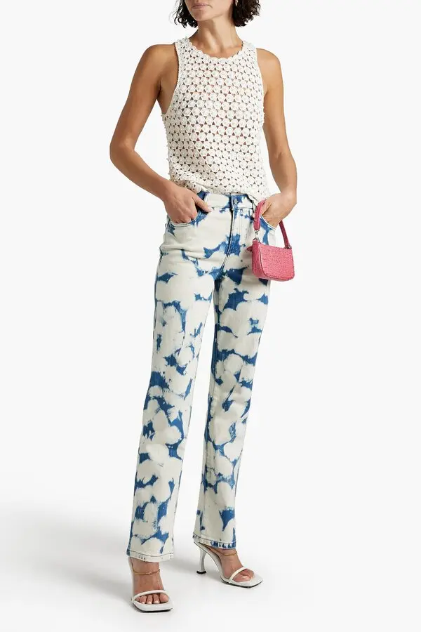 Alice + Olivia Embellished Crocheted Linen-blend Tank