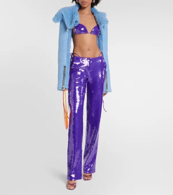 LAQUAN SMITH Sequined Halterneck Bra Top