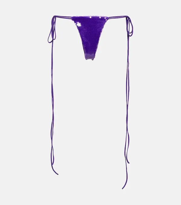 LAQUAN SMITH Sequined Side-tie Panties - Purple
