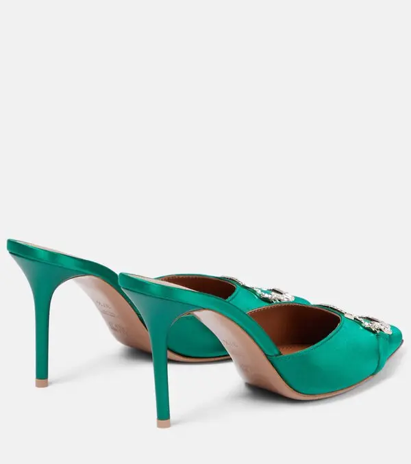 MALONE SOULIERS Missy 85 Embellished Mules - Green