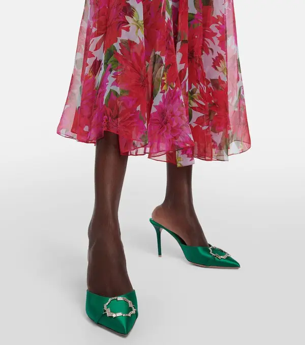 MALONE SOULIERS Missy 85 Embellished Mules - Green
