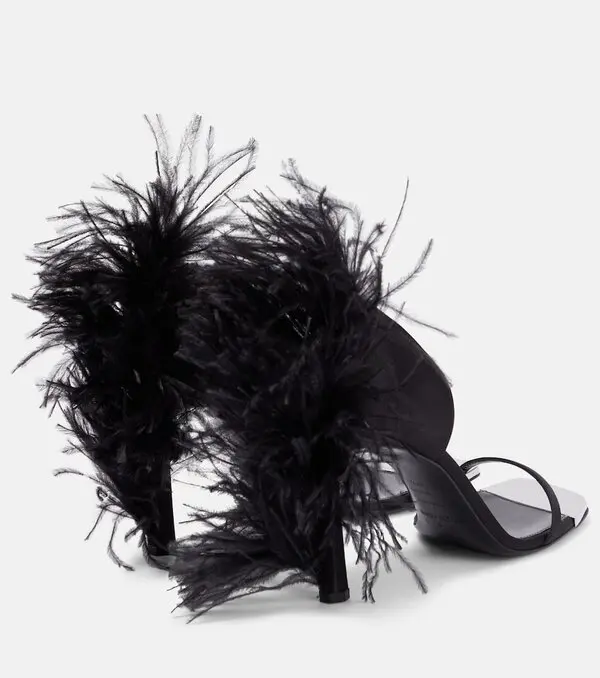 AREA X Sergio Rossi Amazona Feather-trimmed Sandals - Black