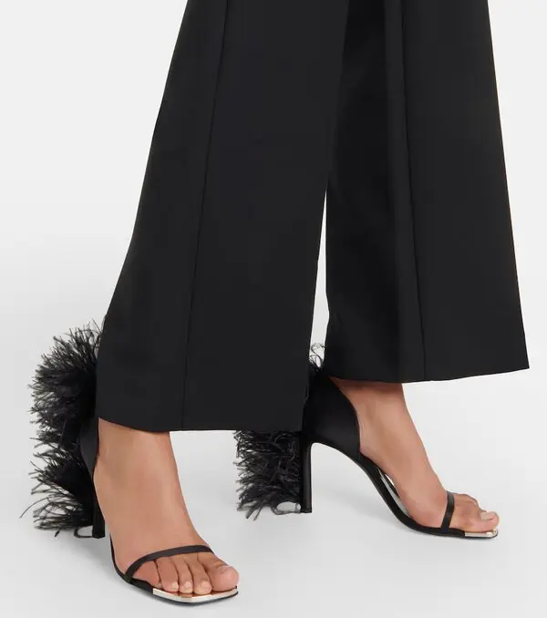 AREA X Sergio Rossi Amazona Feather-trimmed Sandals - Black