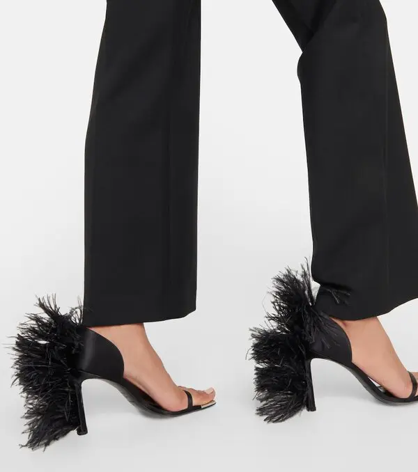 AREA X Sergio Rossi Amazona Feather-trimmed Sandals - Black