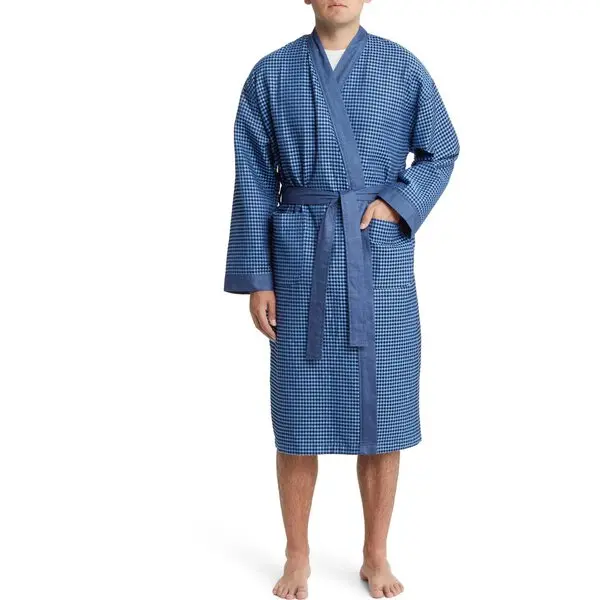 Majestic International La Paz Cotton Robe - Navy