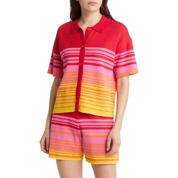 Monrow Striped Polo Sweater