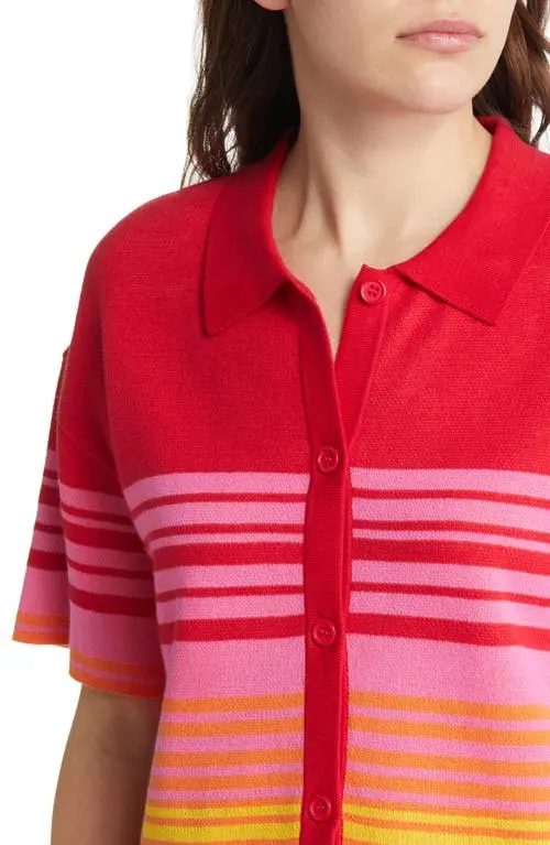 Monrow Striped Polo Sweater