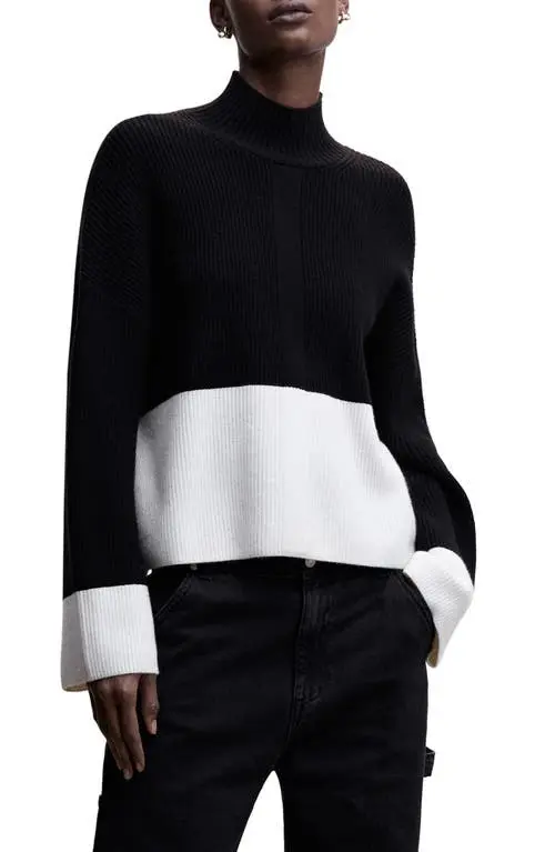 Mango Colorblock Turtleneck Sweater